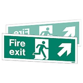 Double-sided Fire Exit sign down to the right or left | White Fire ...